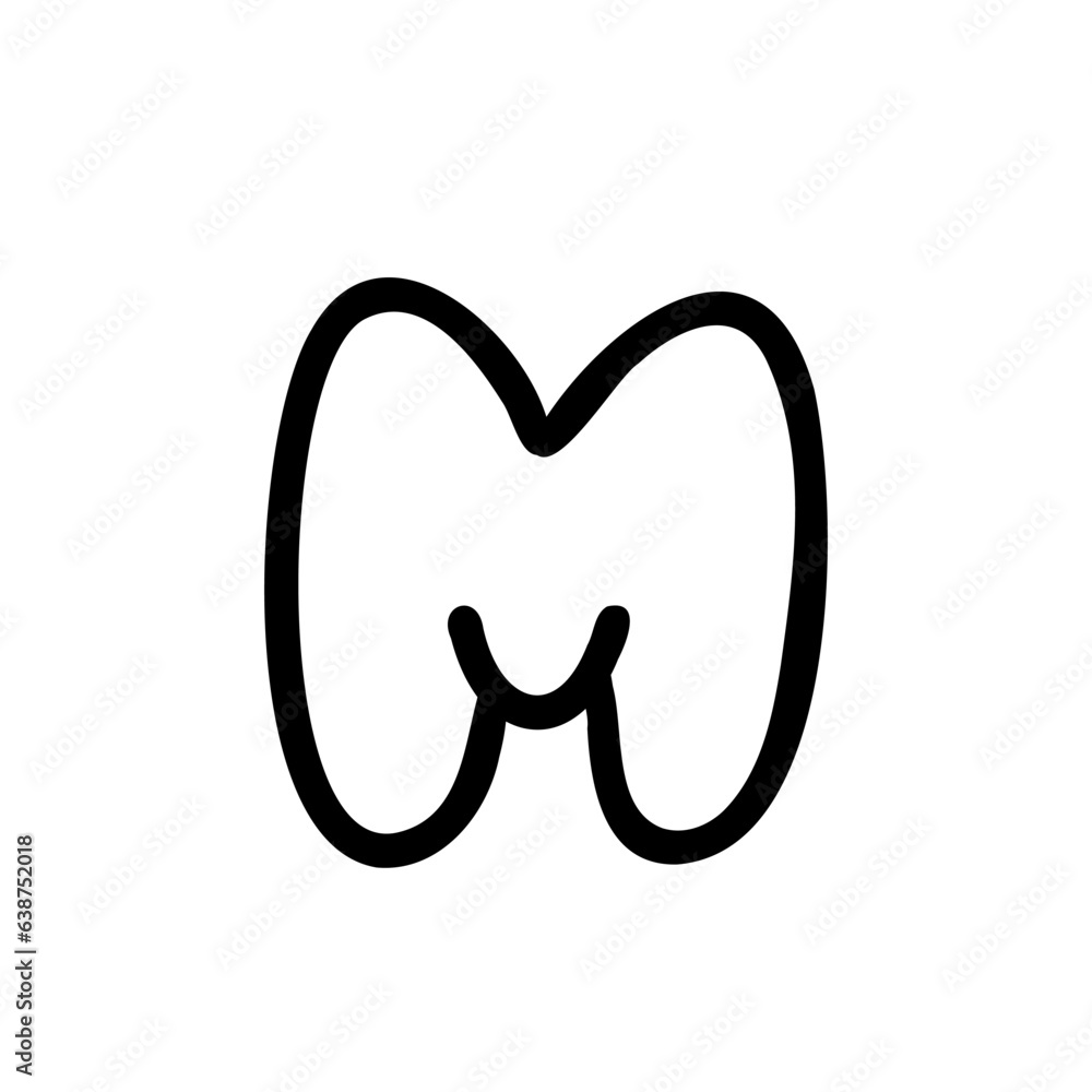 Outline M letter of latin english font in outline bubble style isolated ...