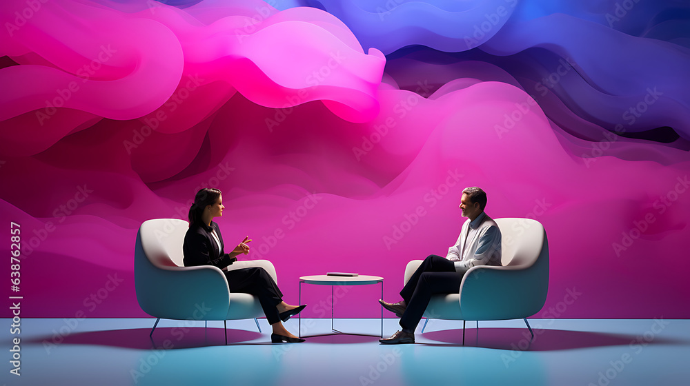 different people speaking to eachother innovative with purple, azure ...