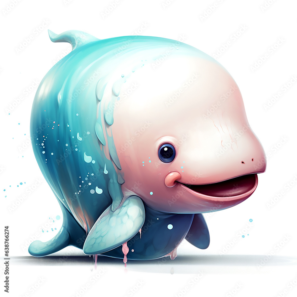 Disney-style cute Cartoon baby Beluga Whale Stock Illustration | Adobe ...