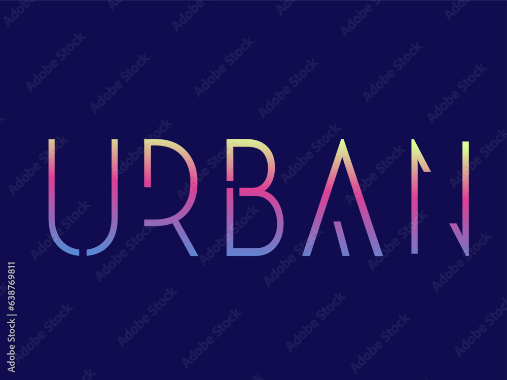URBAN word mark logo. Bold lettering text message. Uppercase alphabet ...