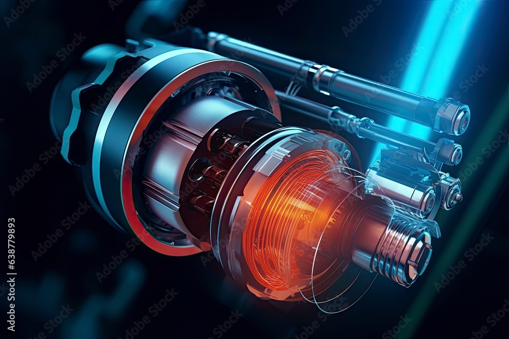 Power generator. Motor parts as crankshaft, pistons with motor oil ...