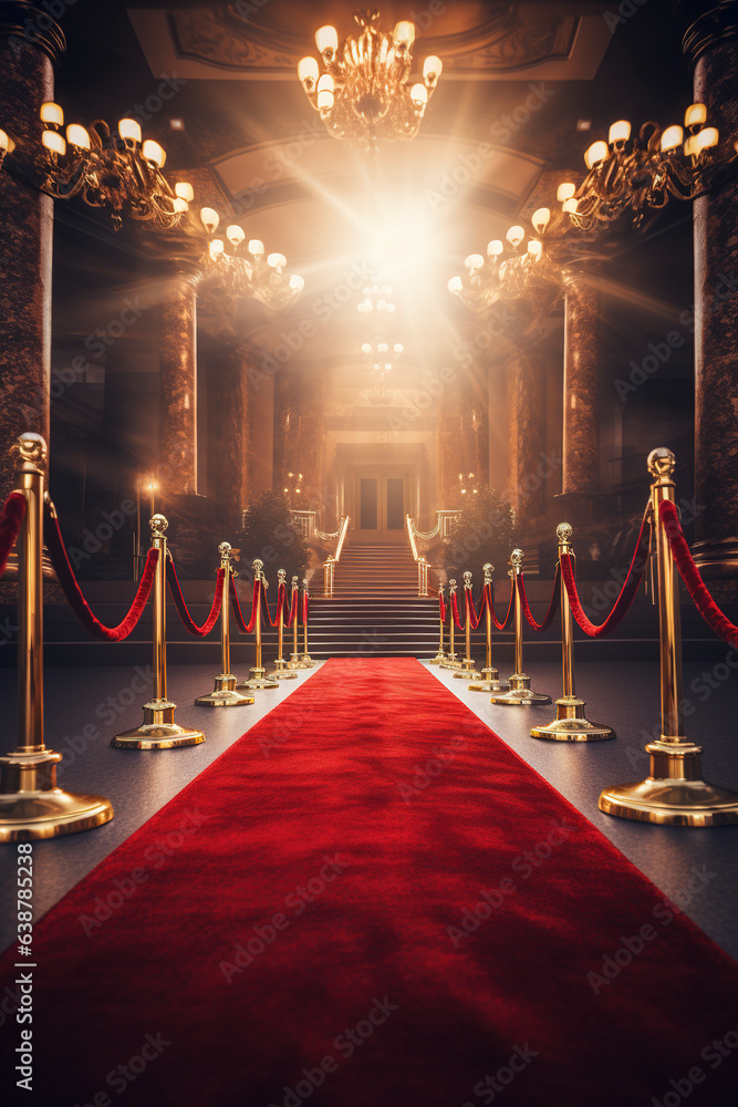 Red carpet and golden barrier Stock Photo | Adobe Stock