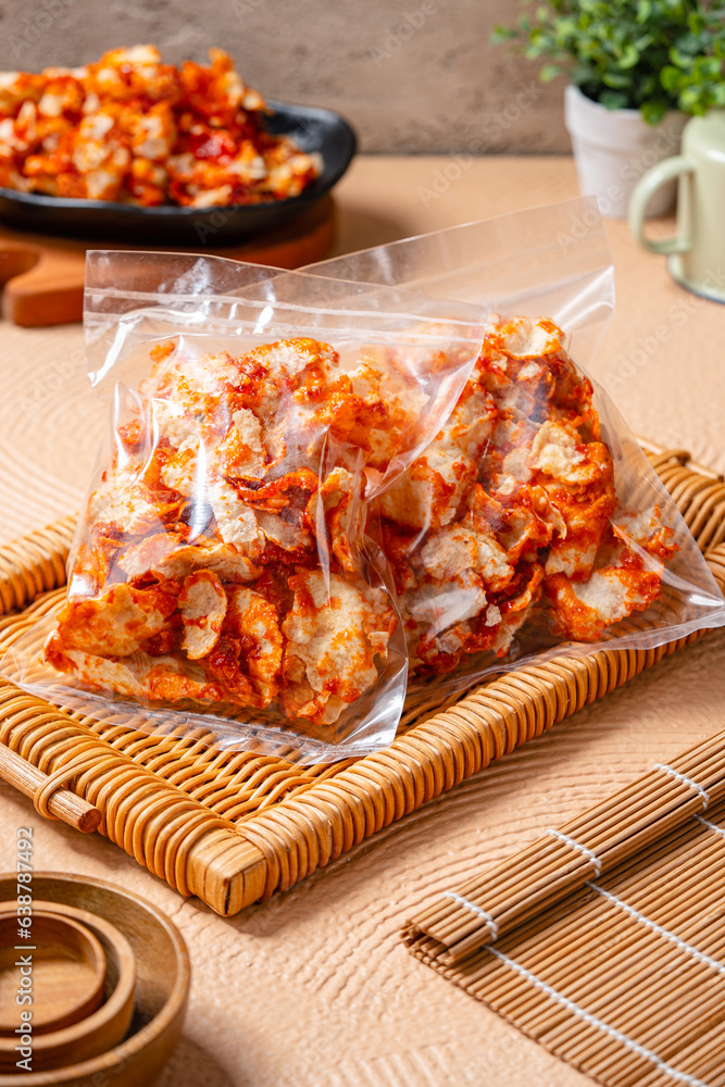 Emping Balado, Spicy Snacks from West Sumatra. Made from melinjo ...