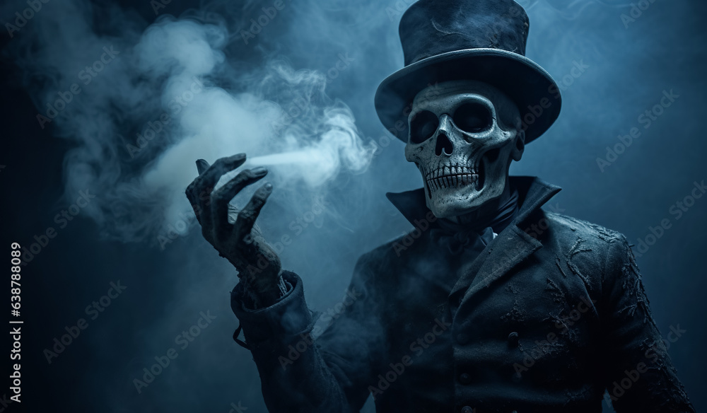 Grim reaper or Death reaching for his victim over dark background with ...