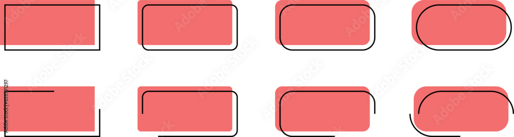 Red Quote vector bubbles for text, speech. Quotation box frames with ...