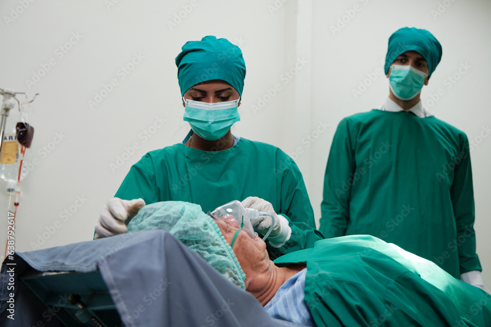 Black ICU female doctor and practitioners life rescue coma male patient ...