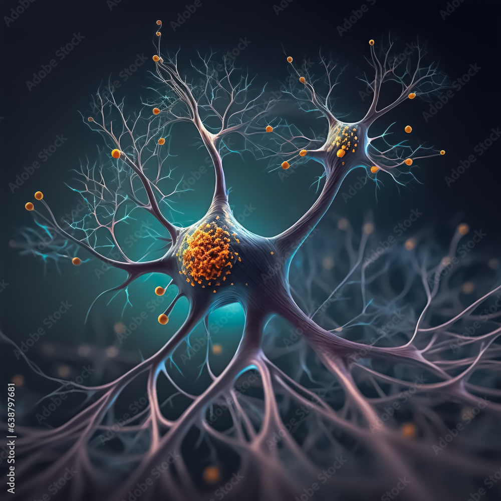 Neuron network brain cells. Human nervous system and brain activity ...
