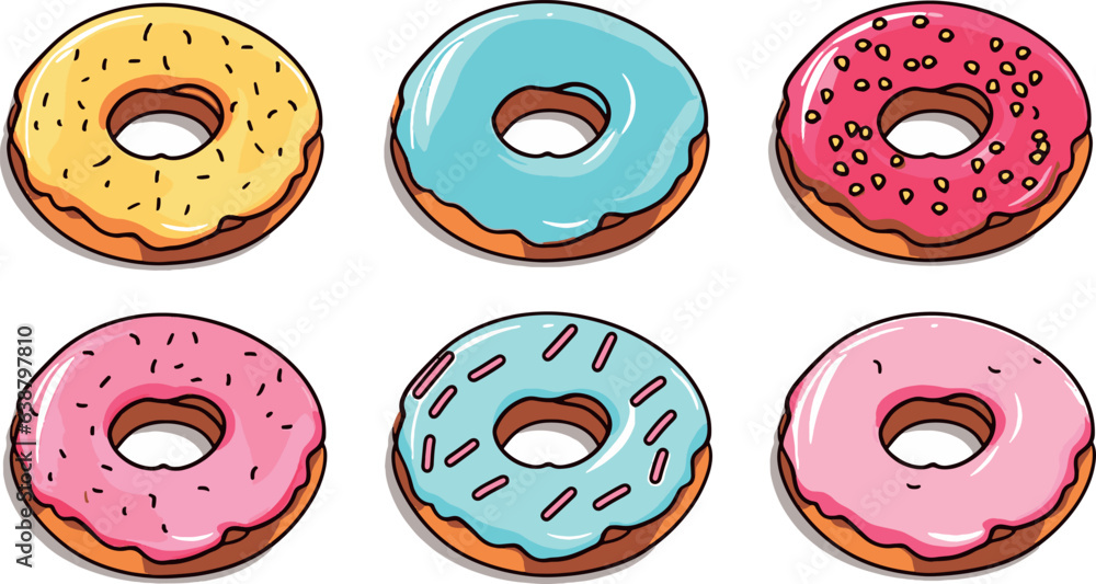Donut set, engraving style, Basic simple Minimalist vector SVG logo ...