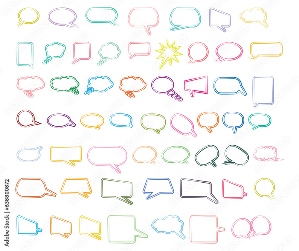 callout symbols color outline. Speech bubble set. Comic speech doodle ... callout symbols color outline. Speech bubble set. Comic speech doodle ...