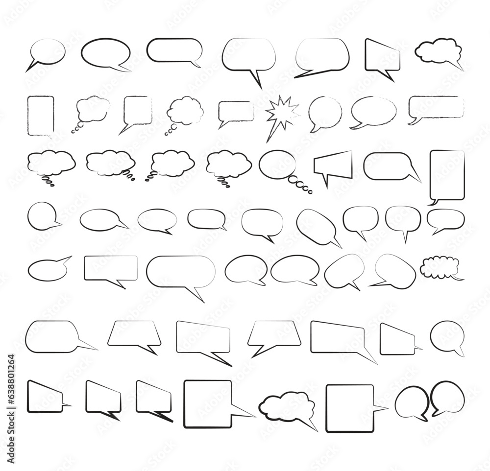 callout symbols outline. Speech bubble set. Comic speech doodle. Vector ...