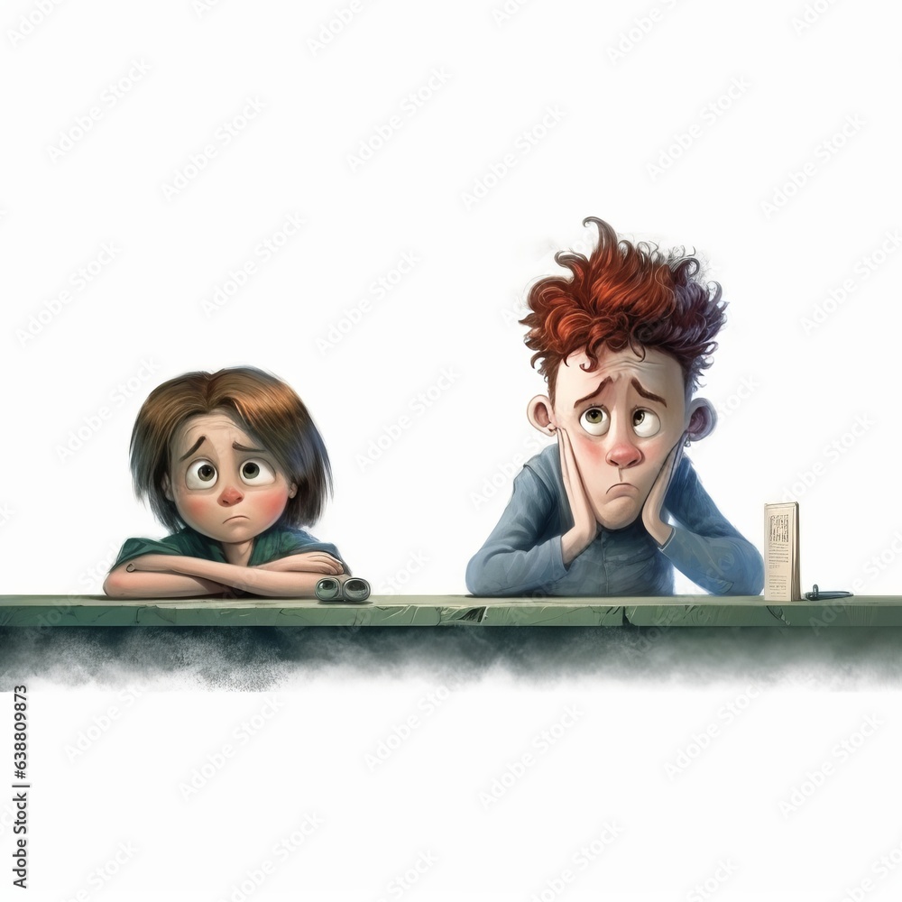 Sad Girl and Boy, Sorrowful Siblings Contemplating Their Future ...