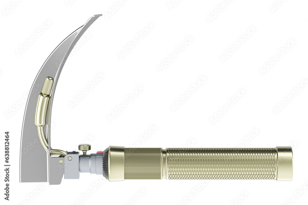 Laryngoscope Tool, side view. 3D rendering isolated on transparent ...