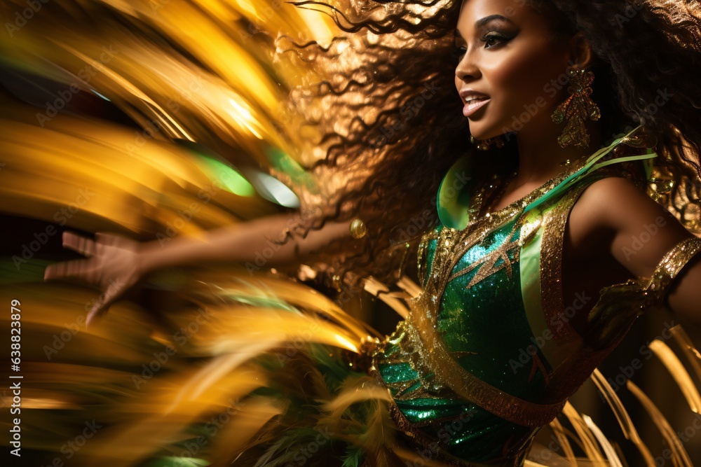 mesmerizing movement of a Brazilian Samba dancer, her vibrant sequined ...