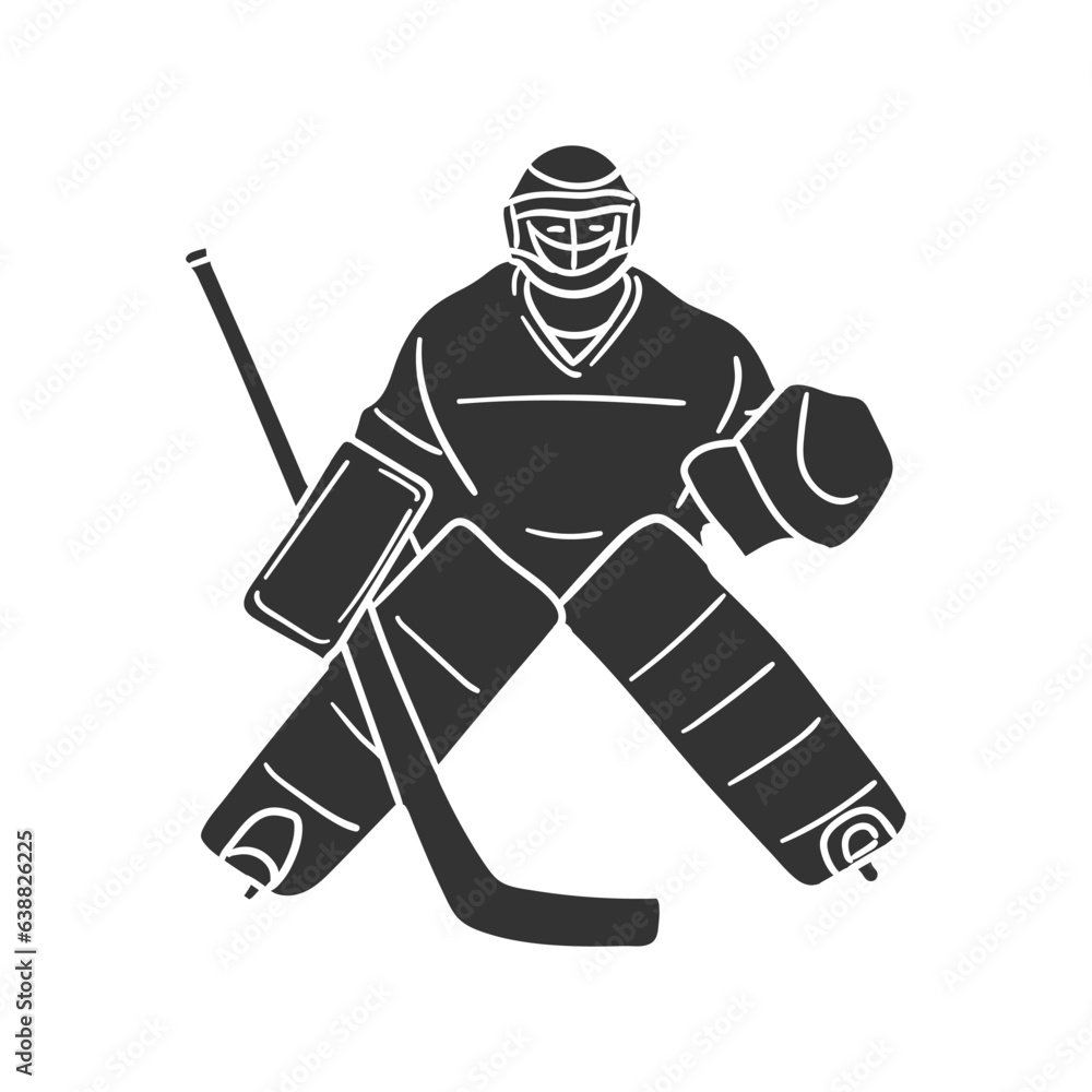 Hockey Goalie Icon Silhouette Illustration. Ice Sports Vector Graphic ...