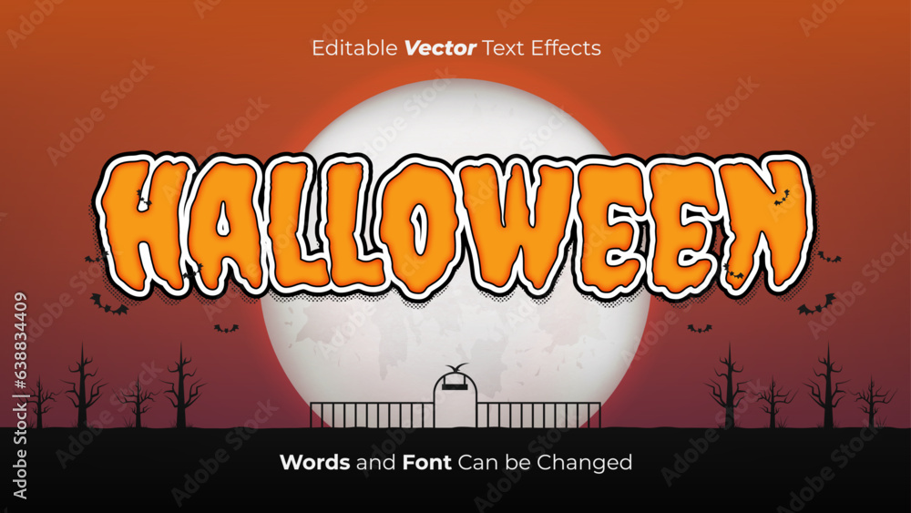 Editable Vector Halloween Text Effect in Cartoon Style Stock Vector ...