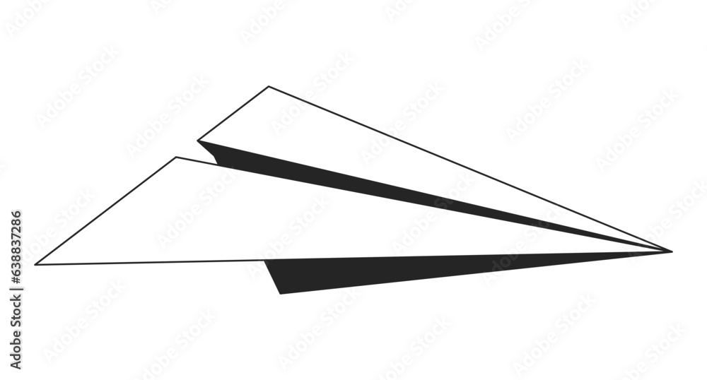 Paper plane flat monochrome isolated vector object. Origami hobby ...