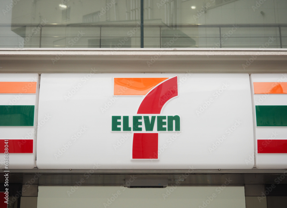 CHIBA, JAPAN - August 24, 2023: Sign on a 7-Eleven convenience store in ...