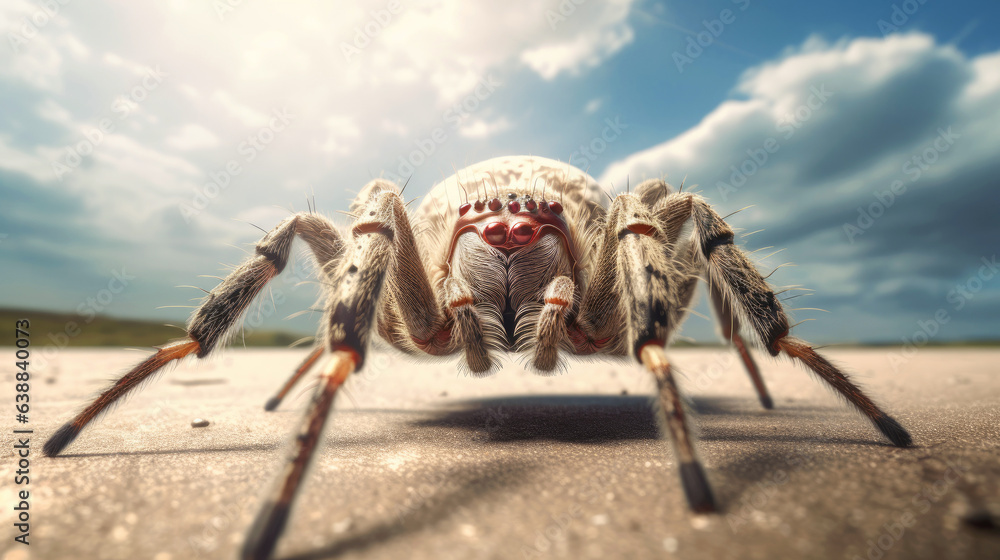 Nightmarish a huge arachnid with long legs. The terrifying creature ...