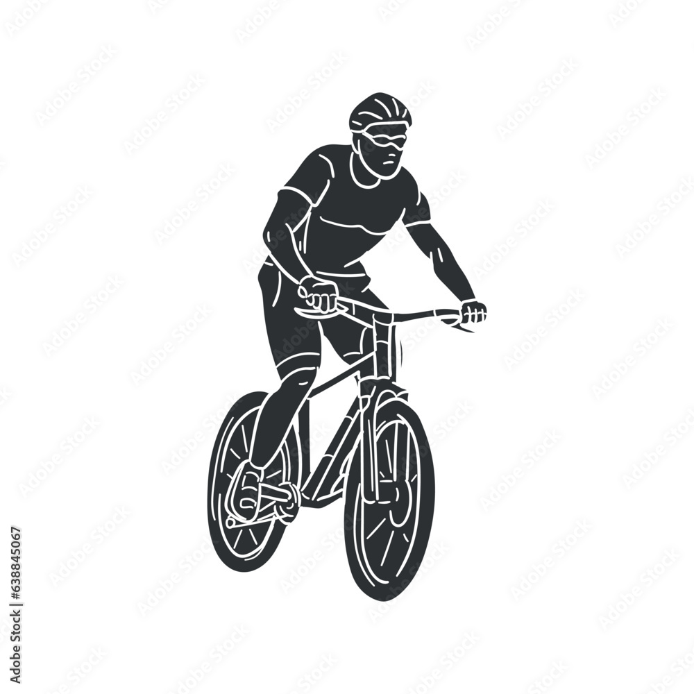 MTB Cyclist Icon Silhouette Illustration. Mountain Bike Vector Graphic ...