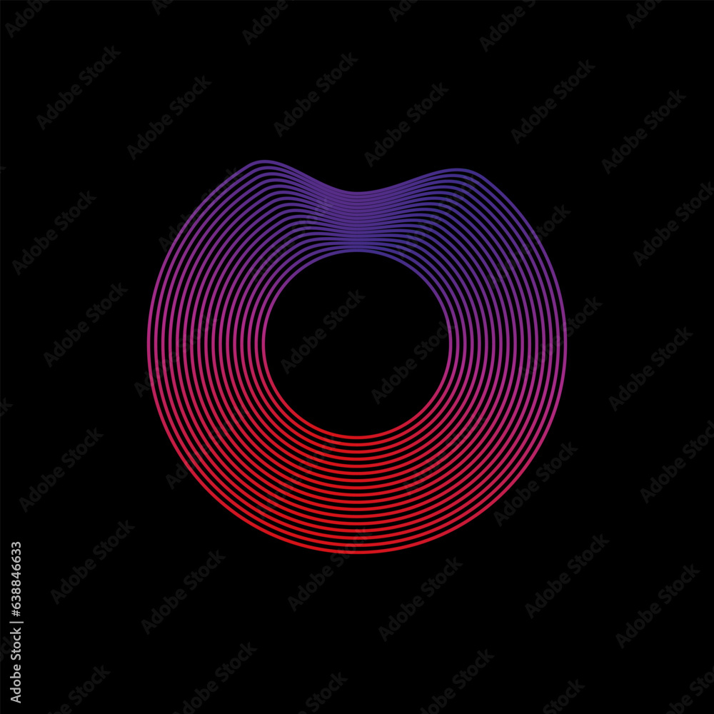 Vetor de Circle of sound waves. Neon round music sound wave for ...