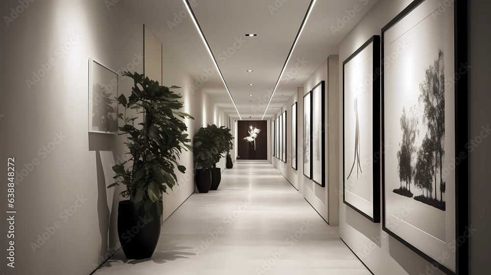 Wander through a corridor that is the epitome of minimalist elegance ...