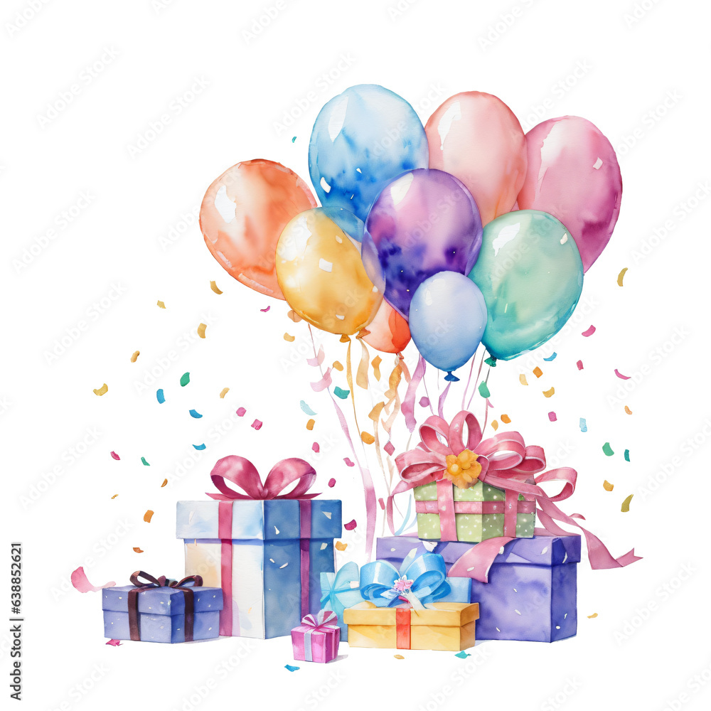 Watercolor Birthday Party Clipart, Graphics, PNG Transparent Background ...