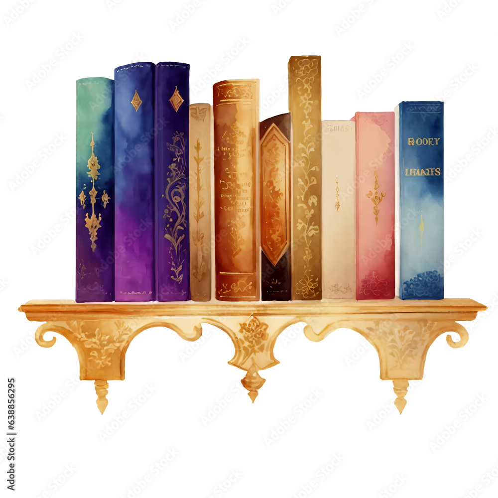 Watercolor Fantasy Books Clipart - Galaxy Wizard Book Stacks and ...
