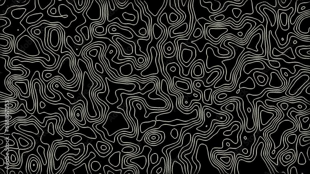 Black and white seamless pattern. Abstract animated outline topographic ...
