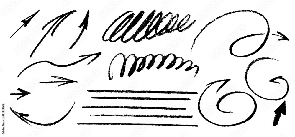 Vector grunge arrow set. Hand drawn watercolor texture arrows on white ...