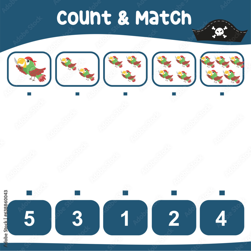 Count and match together the parrot. with the number. Counting game ...
