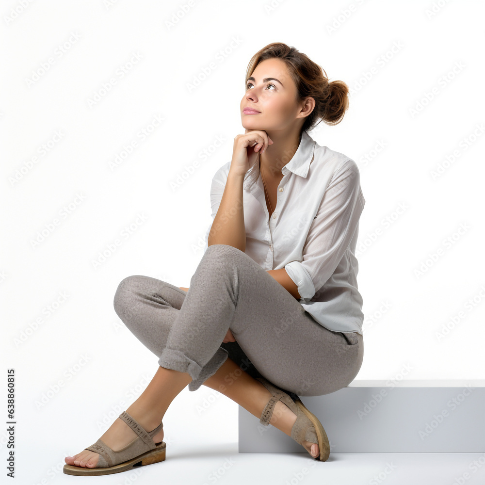 Thinking women, thinking women in typical posture, concentrated, men ...