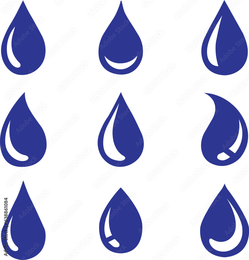 set of blue Water drop shape icon. Water or rain drops shape icon ... set of blue Water drop shape icon. Water or rain drops shape icon ...