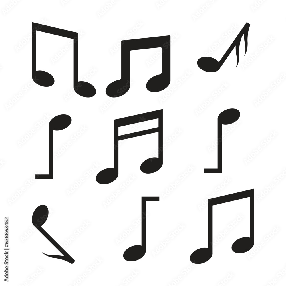 Music Notes Icons Vector In Trendy Flat Style, Musical Notes Vector ...