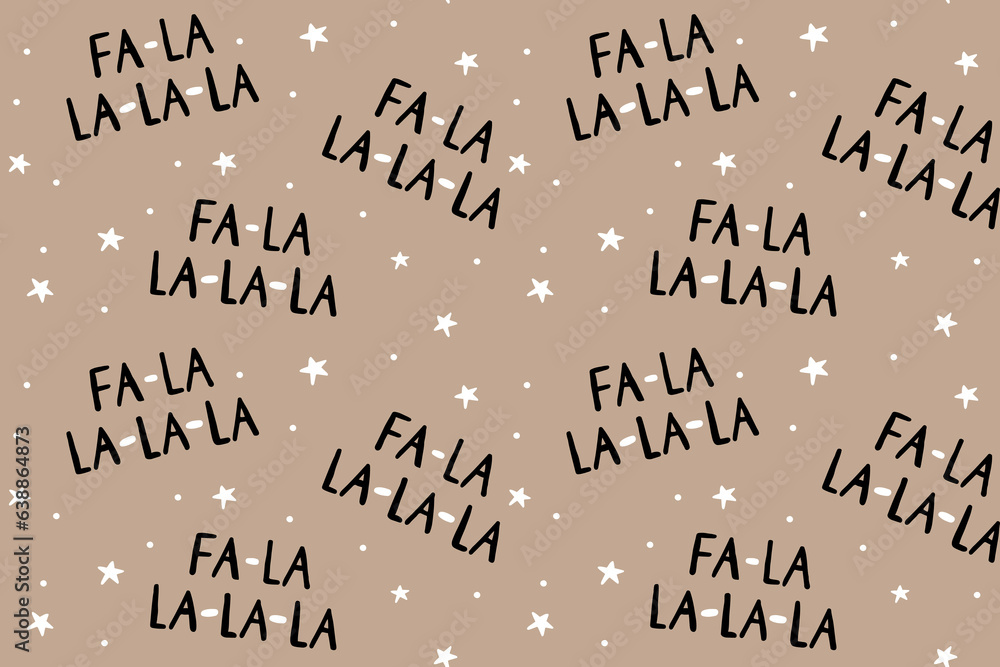 Christmas carol pattern, falalala words on craft paper, simple and ...