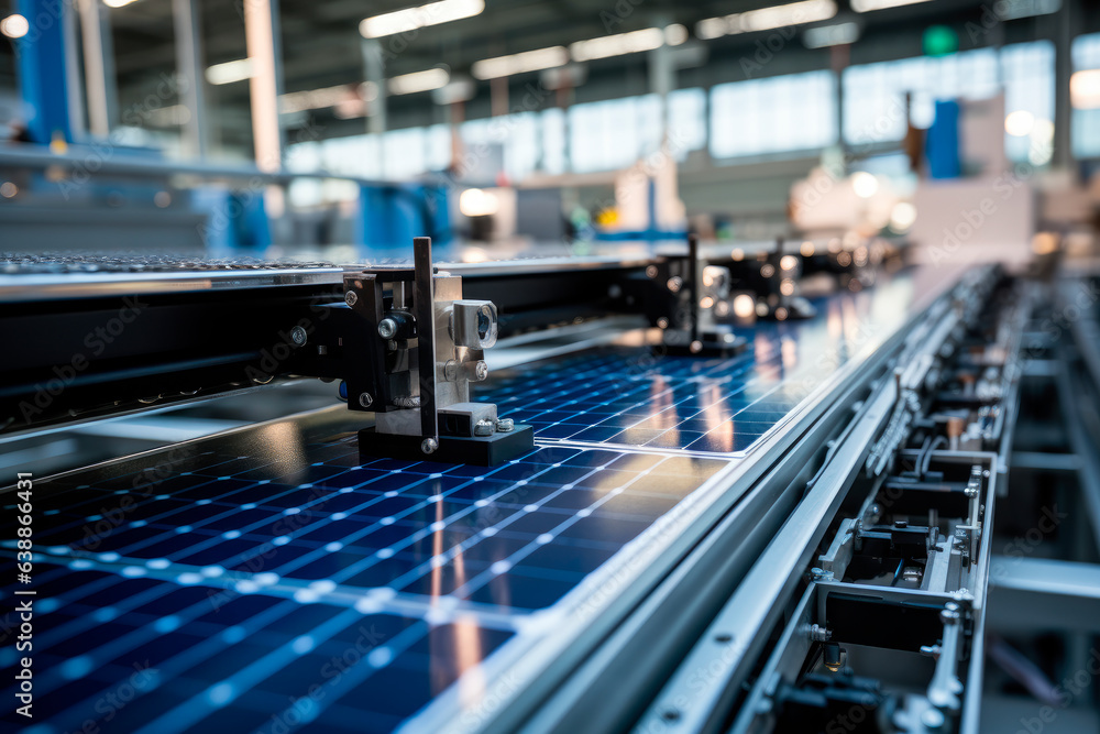 Solar Panel Production Process on Advanced Factory Stock Photo | Adobe ...