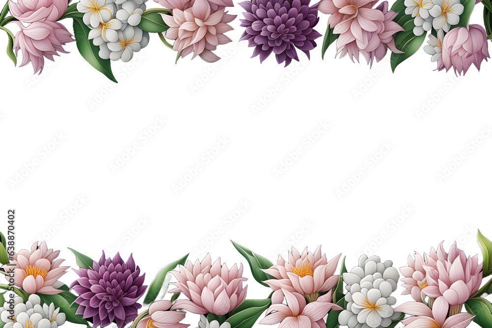 Flower border frame on transparent background Stock Illustration ...