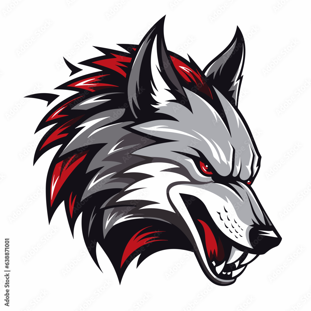 Esport wolf vector logo on white background side view, wolf icon, wolf ...