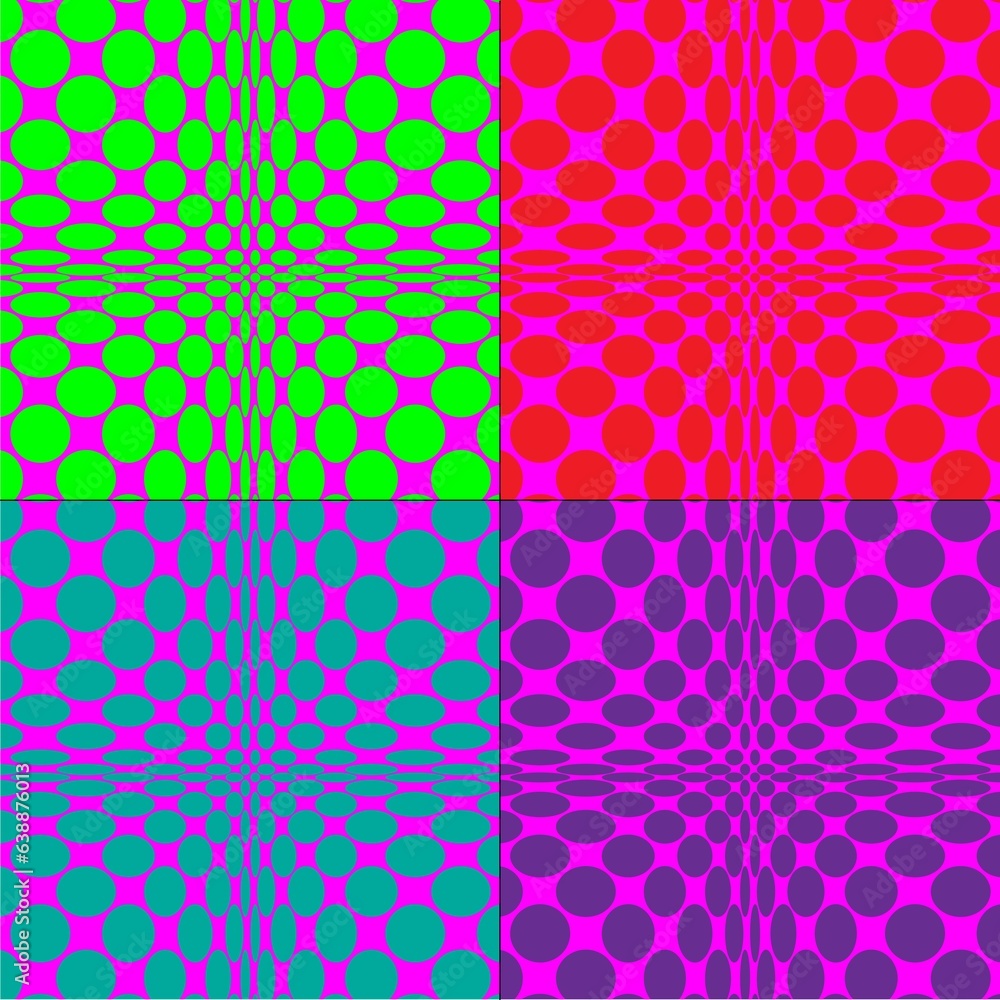 op art mod vector patterns with circles and bright colors Stock ...