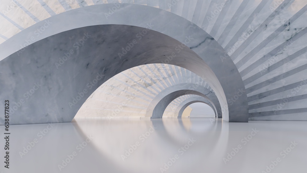 Abstract architecture background arched interior 3d render Stock ...