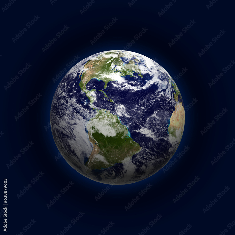 3d rendering of planet earth. View to north and south America. Space ...