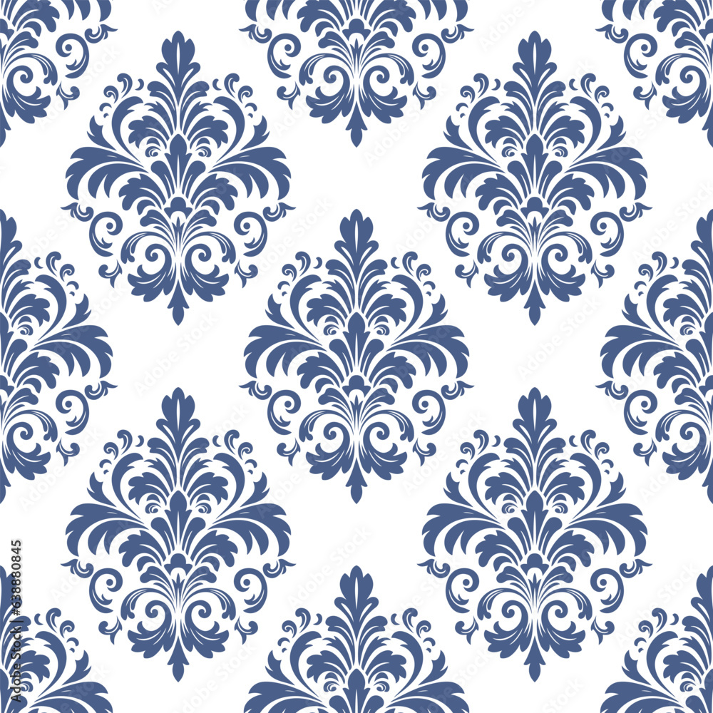 Blue and white luxury vector seamless pattern. Ornament, Traditional ...