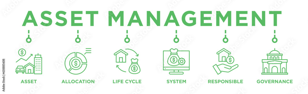 Asset management banner web icon vector illustration concept with icon ...