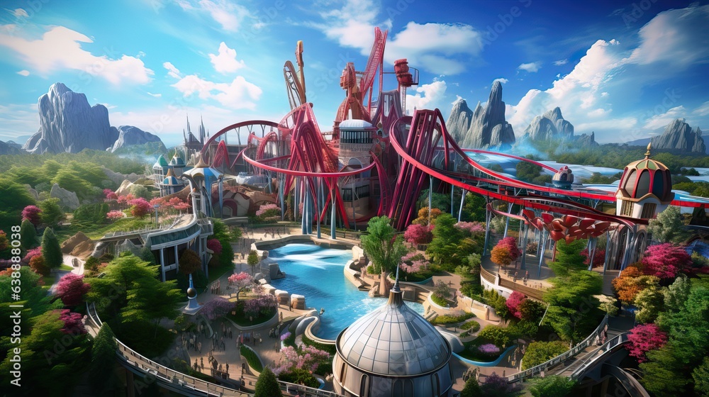 A magical theme park full of captivating attractions and immersive ...