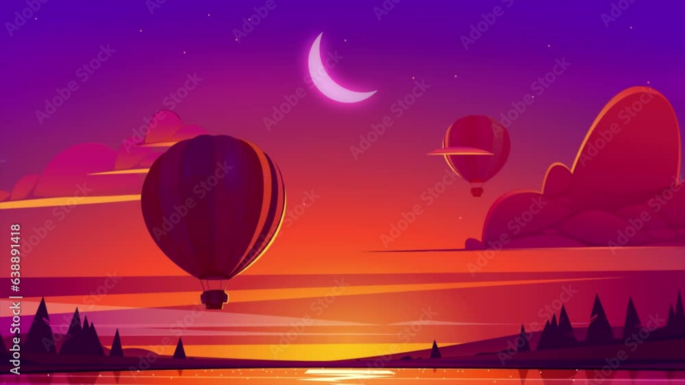 Cartoon Nature landscape Animation Loop. Colorful cartoon background ...