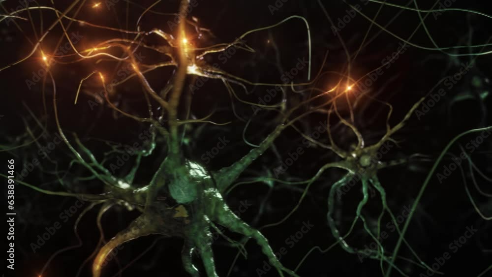 Neurons and Neural Connections Render. Neuronal activity in the Brain ...
