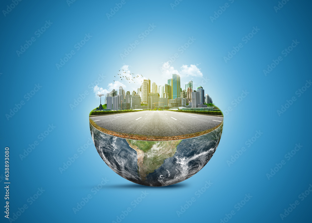 Eco concept. City of future. Save the planet concept. Earth Day. Earth ...