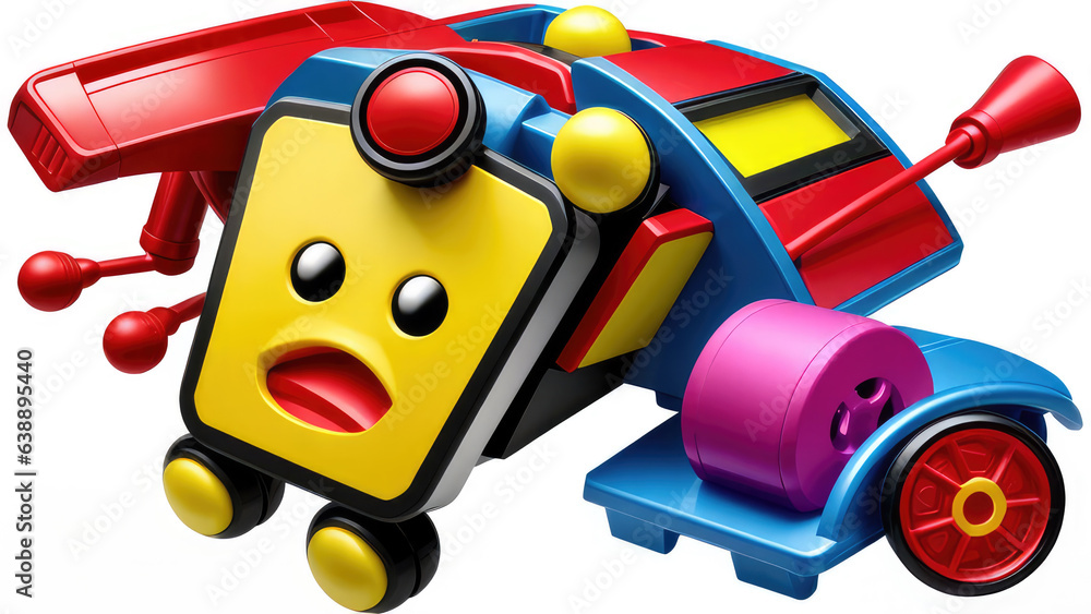 Toy concept background yellow boxy face shocked expression Stock ...