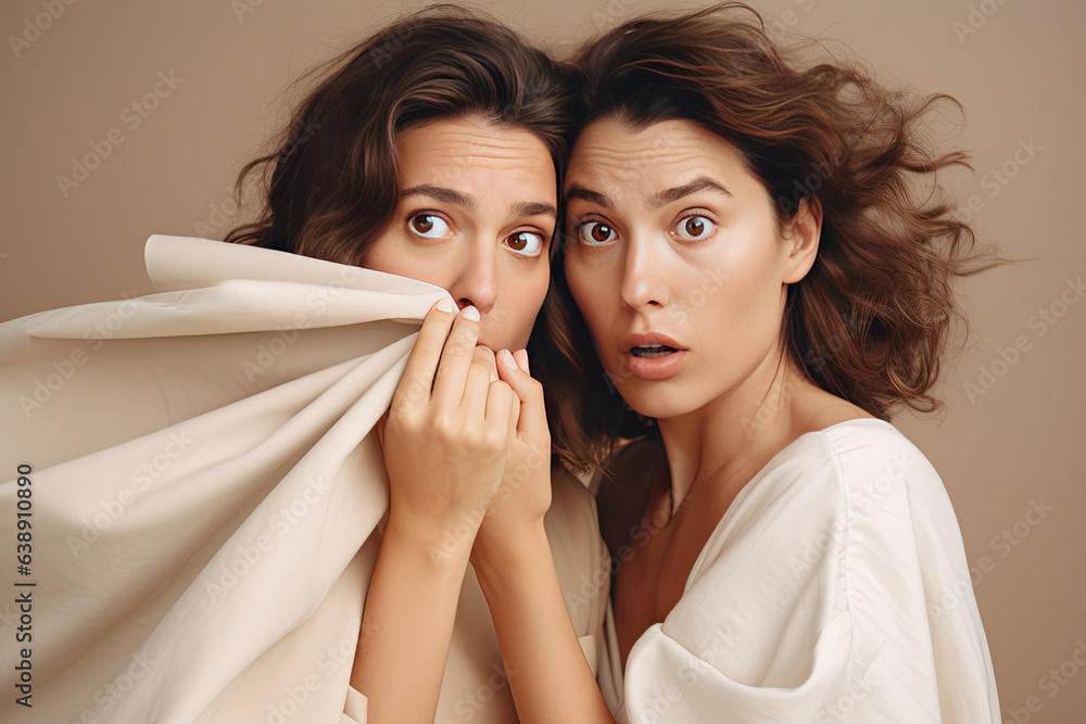 Two young women share an amazing moment of friendship. Their facial ...