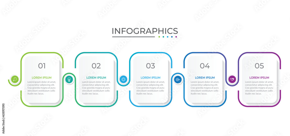 Process business infographic thin line with square template design with ...