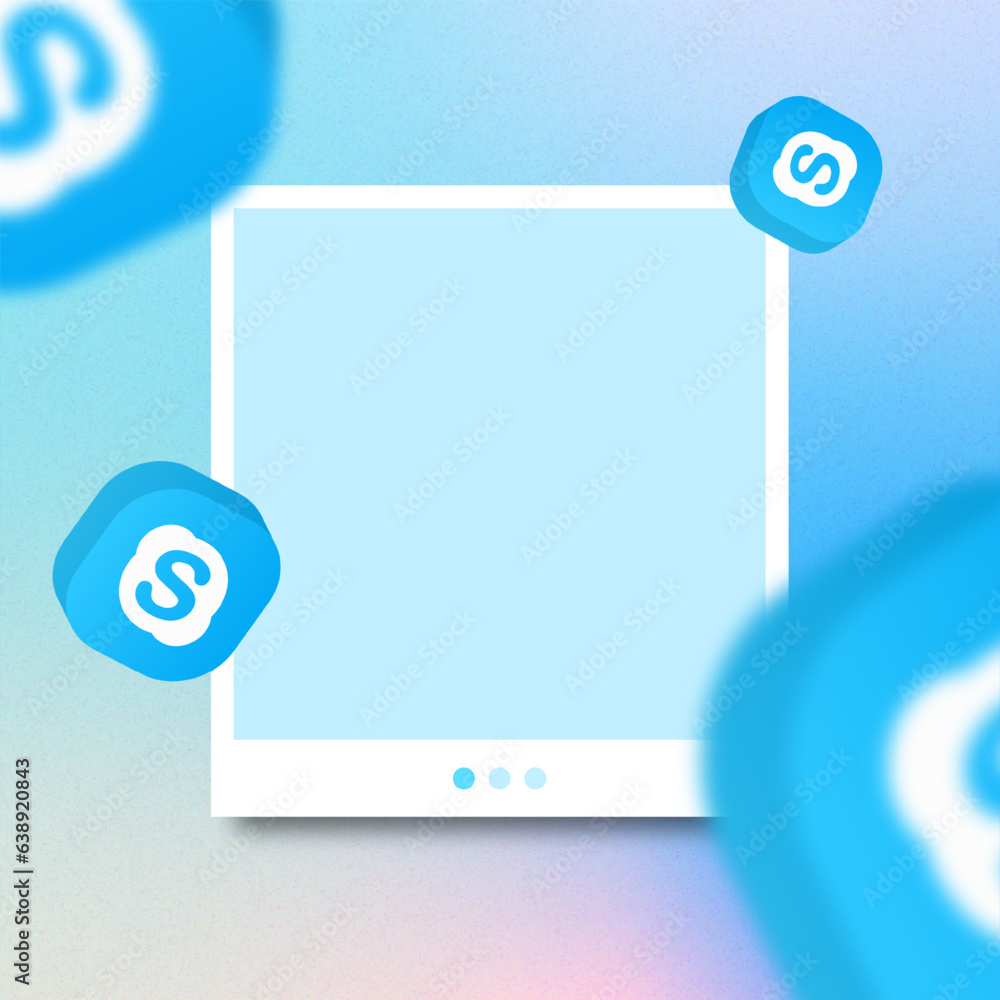 Lombok, Indonesia - August 18, 2023: Square frame with 3d skype logo ...